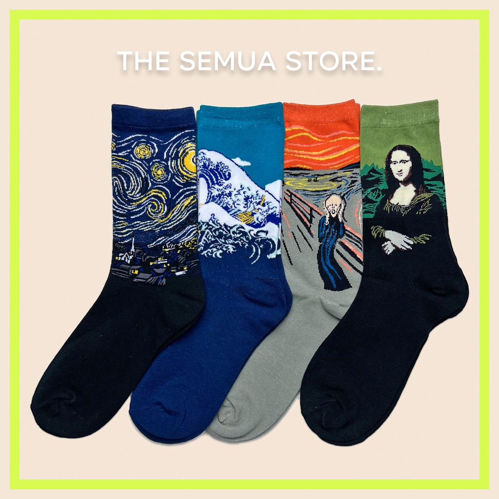 [READY STOCK] Art-Inspired Cotton Socks – Leonardo‑Style Vintage Prints ...