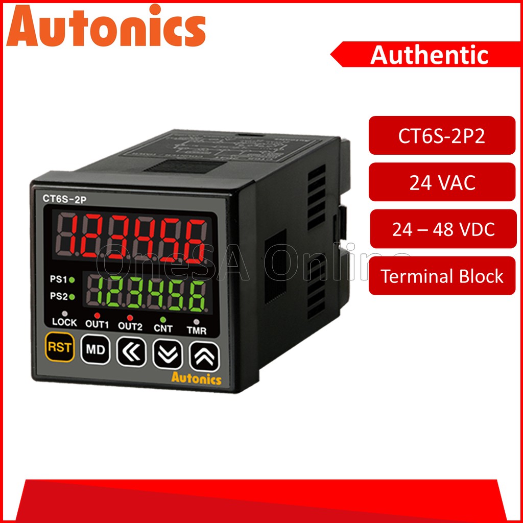 AUTONICS COUNTER/TIMER 6 DIGIT COUNT UP/DOWN 2PRESET(CT6S-2P2-A24/D24 ...