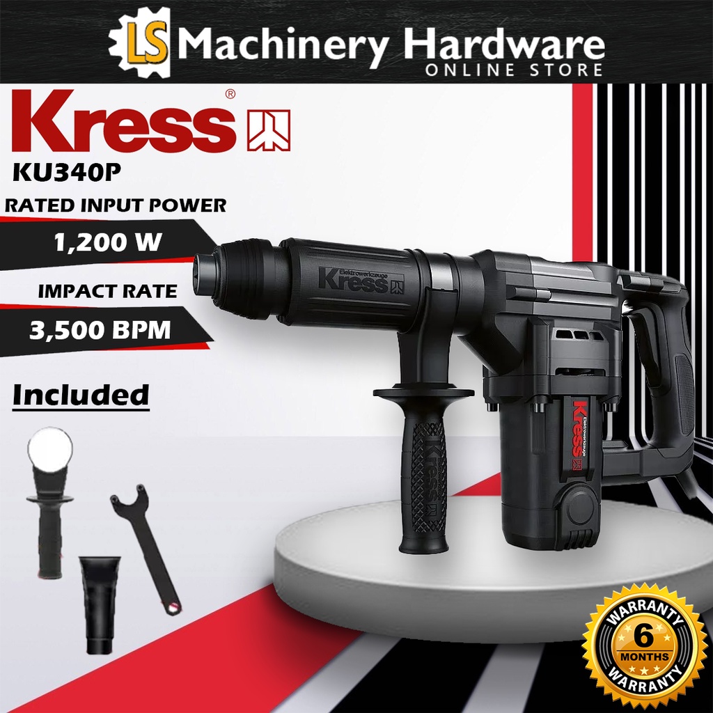 KRESS 1200W 35mm 3000BPM Heavy Duty Demolition Hammer KU340P - Brand ...