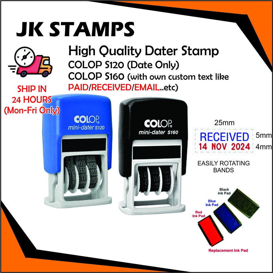 JK Stamps COLOP Self inking Date Stamp S120/S160 COP TARIKH SIAP INK | Shopee Malaysia