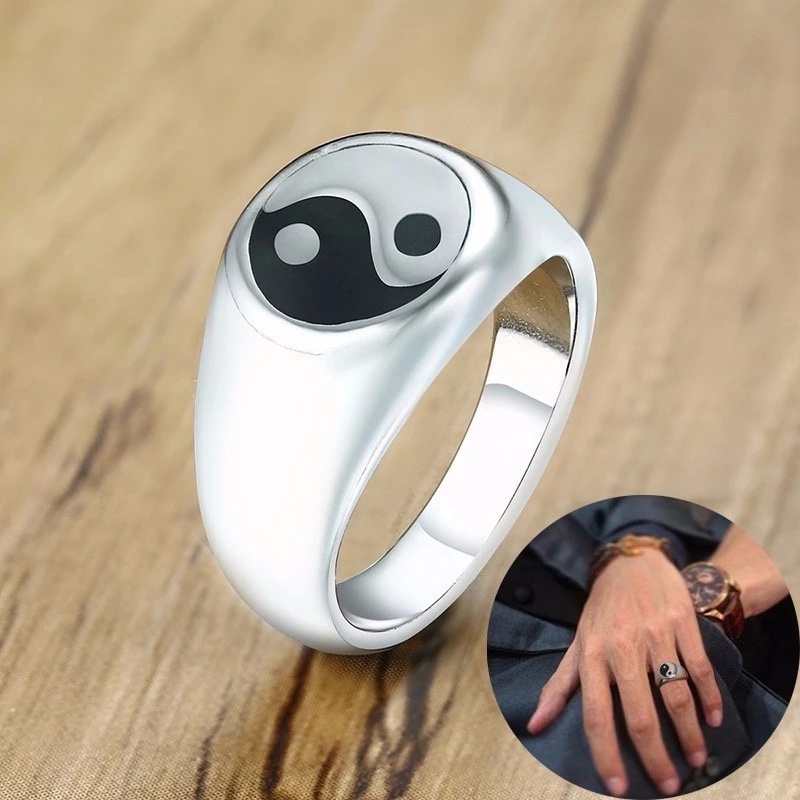 Yin Yang Signet Ring Stainless Steel Truly Noble Royalty Pinky Ring ...