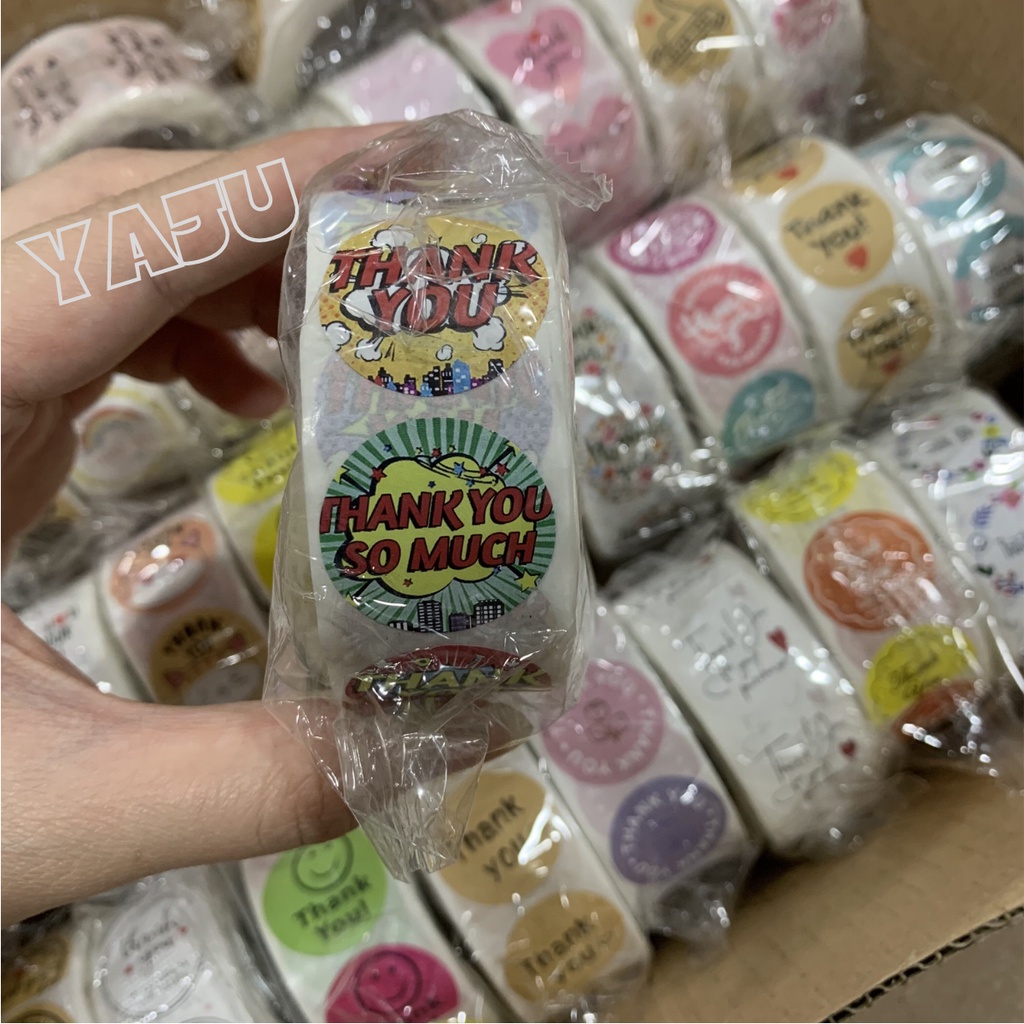 【YAJU!】Thank You & Handmake Sticker 25MM Label Seal Love Terima Kasih ...