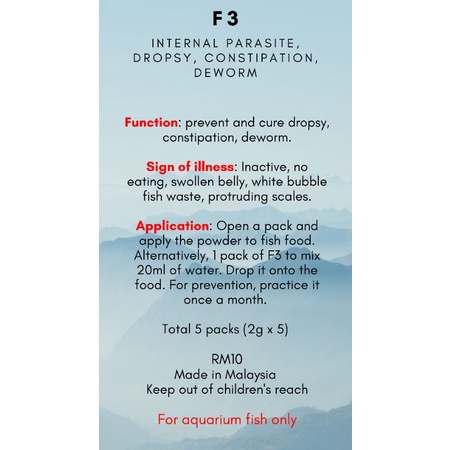 F3 INTERNAL PARASITE, DROPSY, CONSTIPATION, DEWORM free Extra 3 bags ...