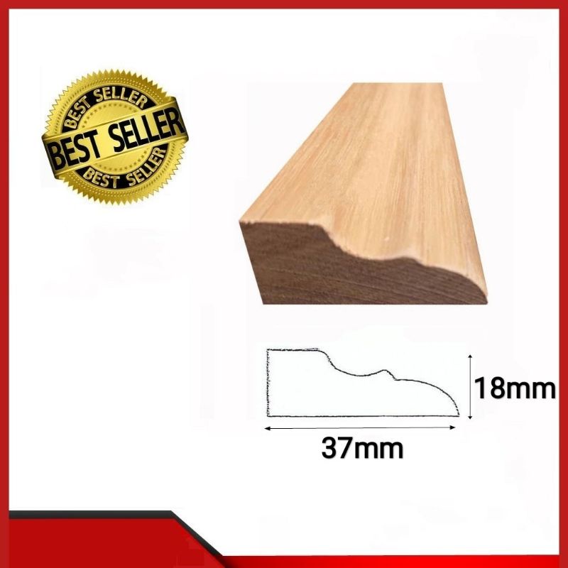 READY CUT 45 DEGREE ANGLE Wood Moulding Wainscoting Decoration Bingkai ...