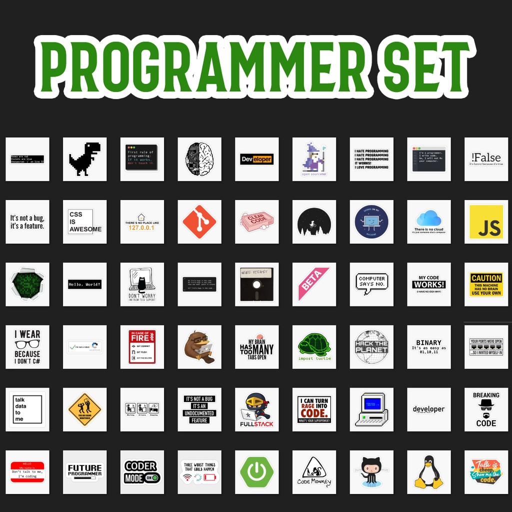 50 pcs. IT PROGRAMMER STICKERS | water proof | FUTURE CODER PROGRAMMING INFORMATION TECHNOLOGY ...