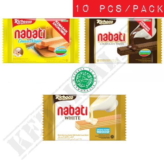[10pcs]RICHEESE Nabati Cheese Wafer/RICHOCO Nabati Chocolate/White Wafer 52g | Shopee Malaysia