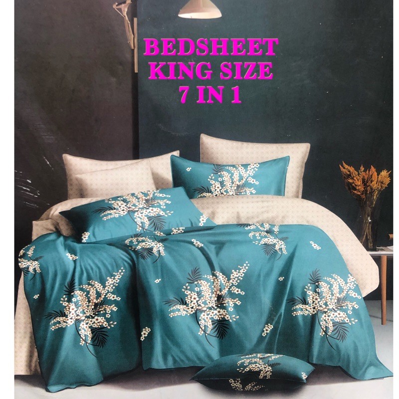 KING SIZE CADAR FITTED BEDSHEET 7 IN 1 SET KING SIZE WITH COMFORTER ...
