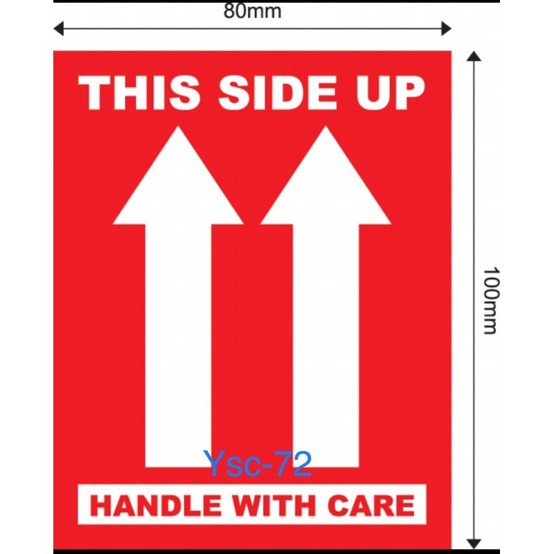 STICKER THIS SIDE UP HANDEL WITH CARE 80 MM X 100 MM X 100PCS/200 PCS ...