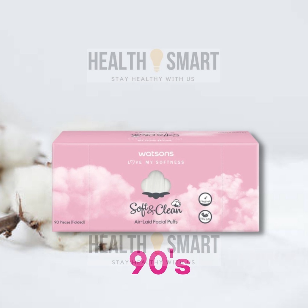 Watsons Soft & Clean Side Sealed 100's/ Square Puffs Face Cotton ...