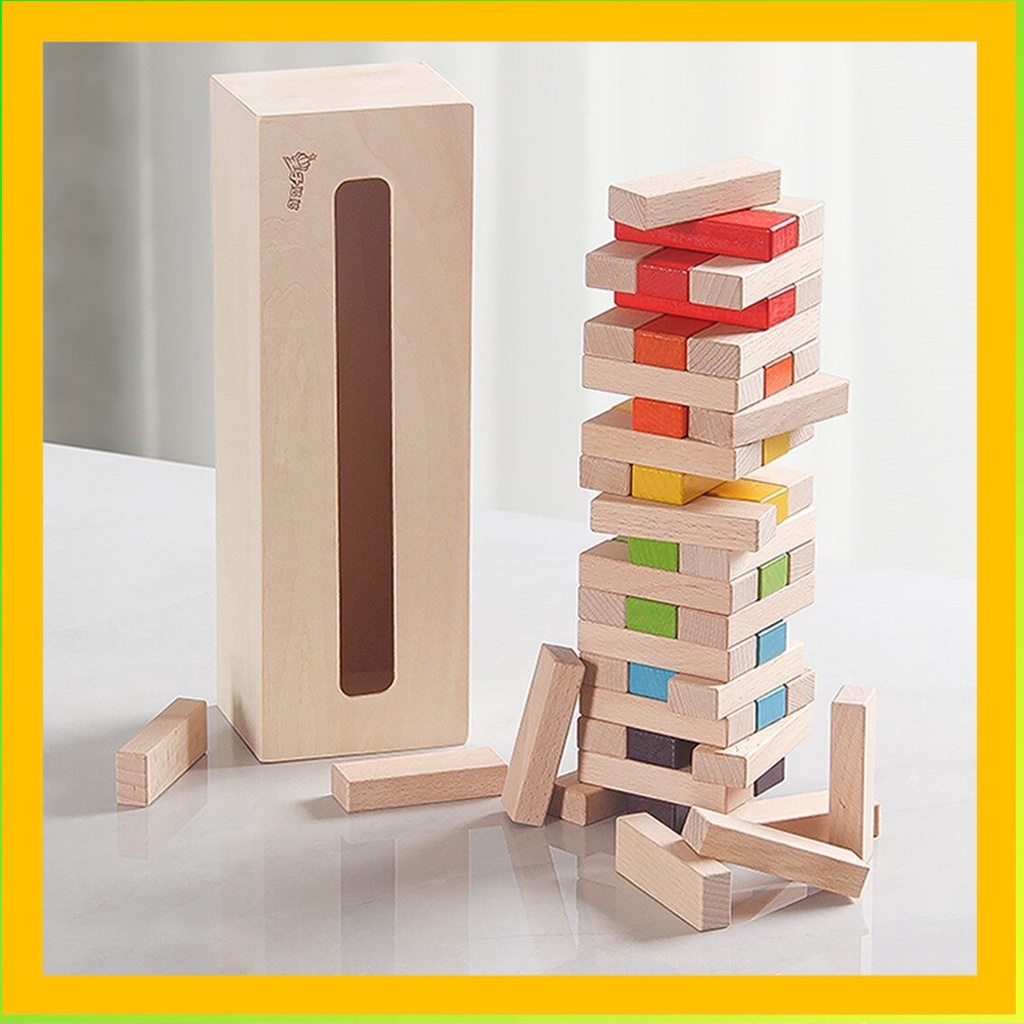 Tower Building Blocks Beech Bricks Pro Pile 叠叠高堆塔积木 Children's Patient ...