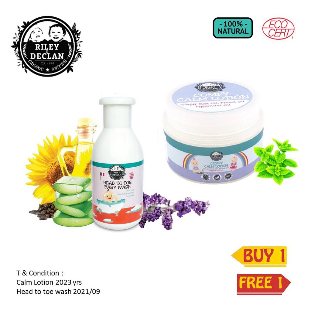 ( Buy 1 Free 1) Riley & Declan Organic Head to Toe Baby Wash and Comfy ...