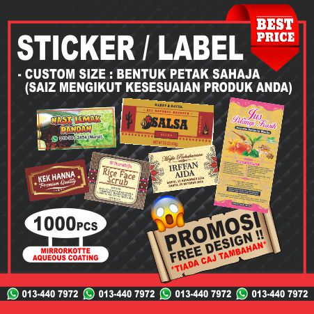 [MP] STICKER / LABEL : CUSTOM SIZE PETAK | Shopee Malaysia