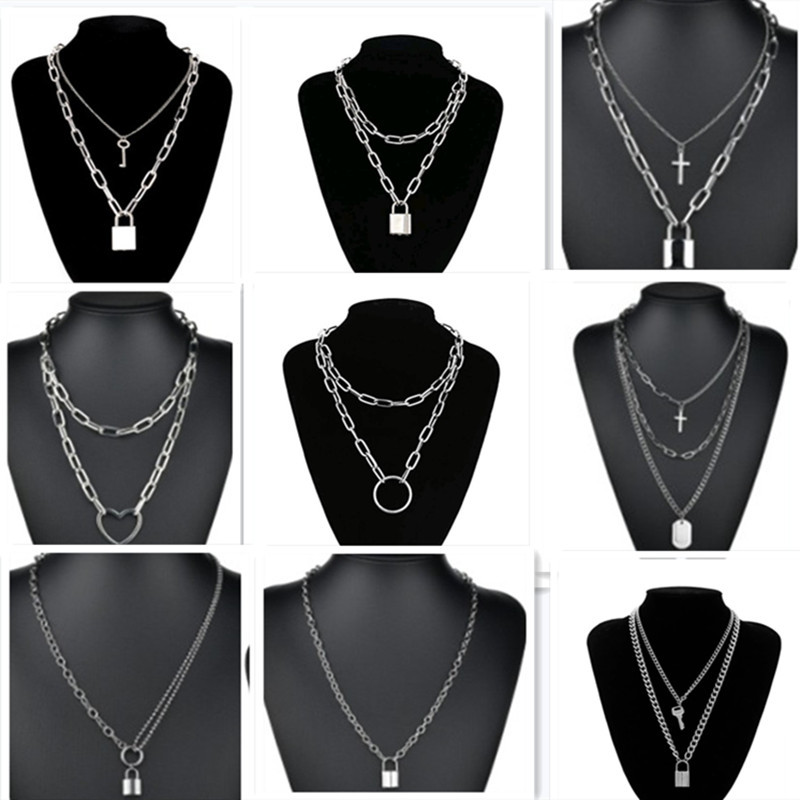 Rock Choker Lock Necklace Chain on The Neck with Lock Punk Jewelry ...
