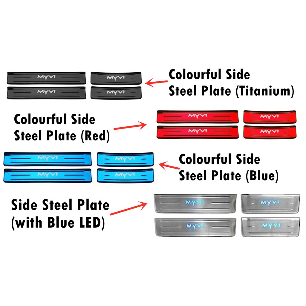 Perodua Myvi 2018 Blue LED / Colourful Side Steel Plate / Side Step - 1 ...