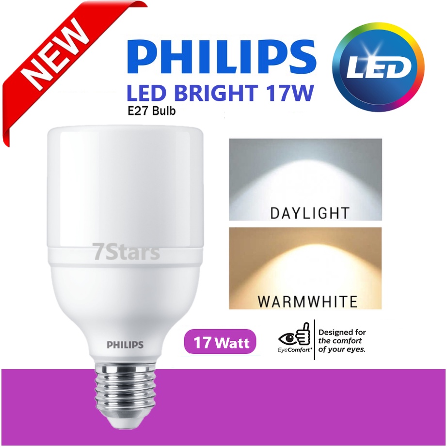 Philips Led Bright 17W E27 Bulb (Cool Daylight, 6500K, 2350Lm / Warm White, 3000K, 2250Lm ...