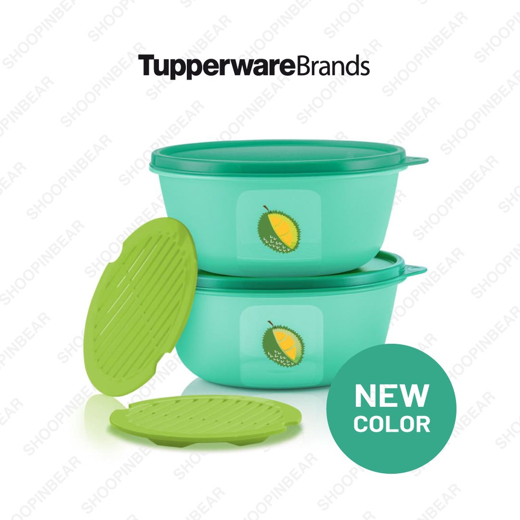 🔥DURIAN KEEPER🔥Tupperware Ultimate Durian Keeper Set 1.5L [11157659] Yellow Light Green Hijau ...
