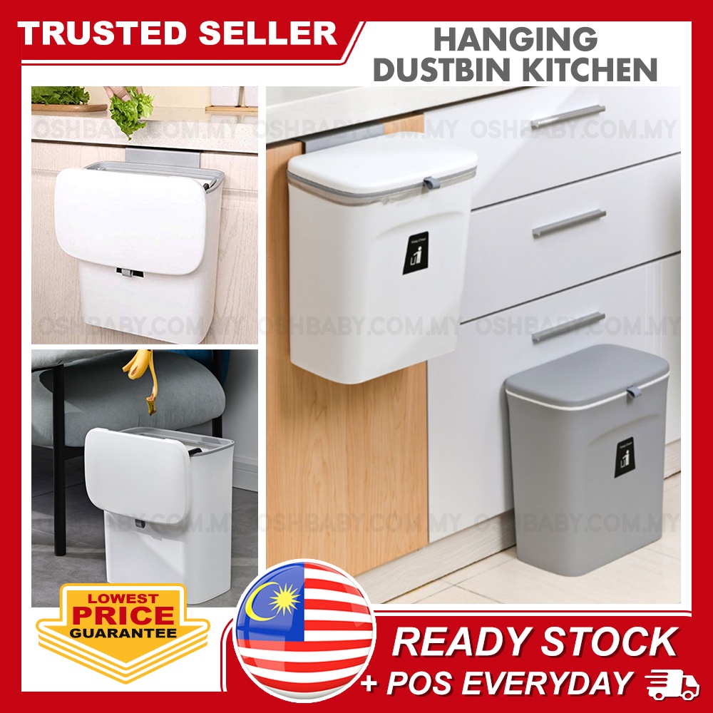 HANGING DUSTBIN KITCHEN with Lid Toilet Rubbish Trash can | Shopee Malaysia