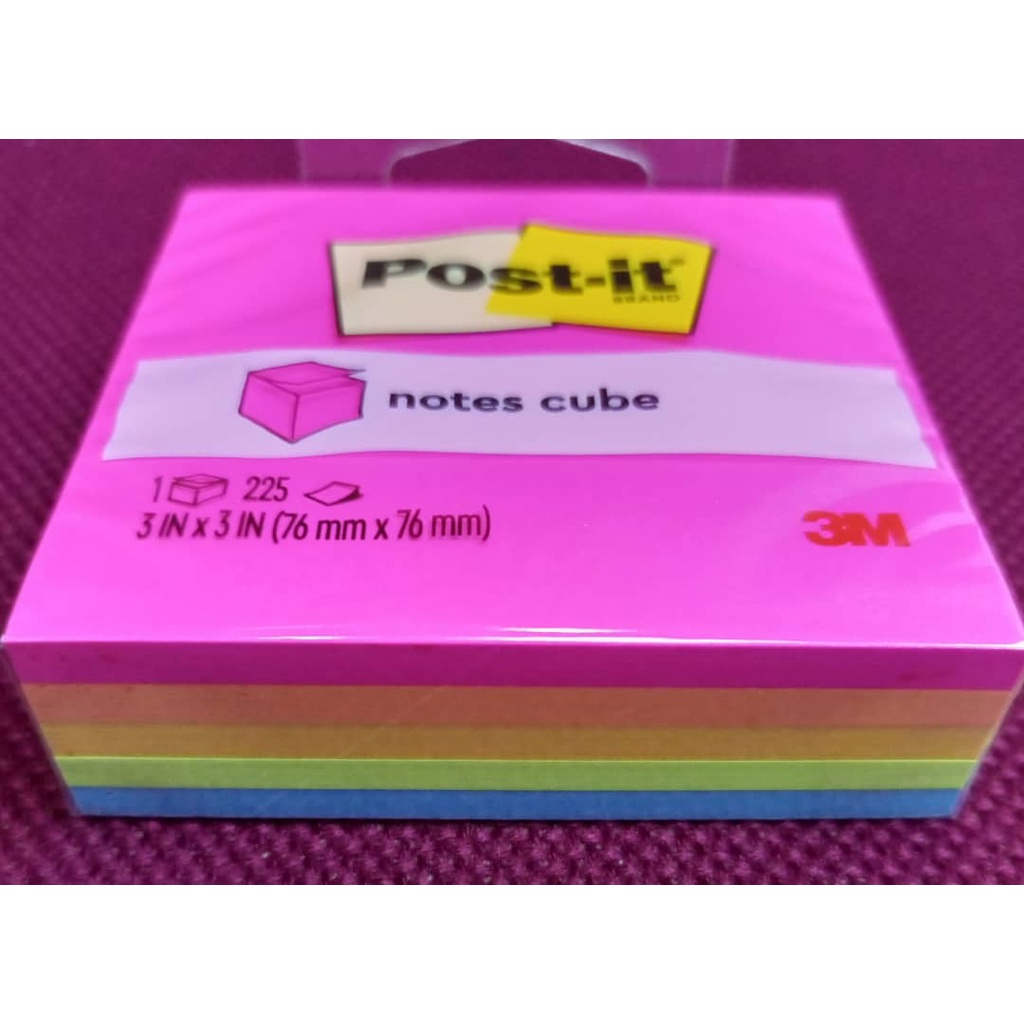 3M Post-It 3" X 3" NEON COL 5X45'S Sheets/Pad 654 NEON CUBE | Shopee ...