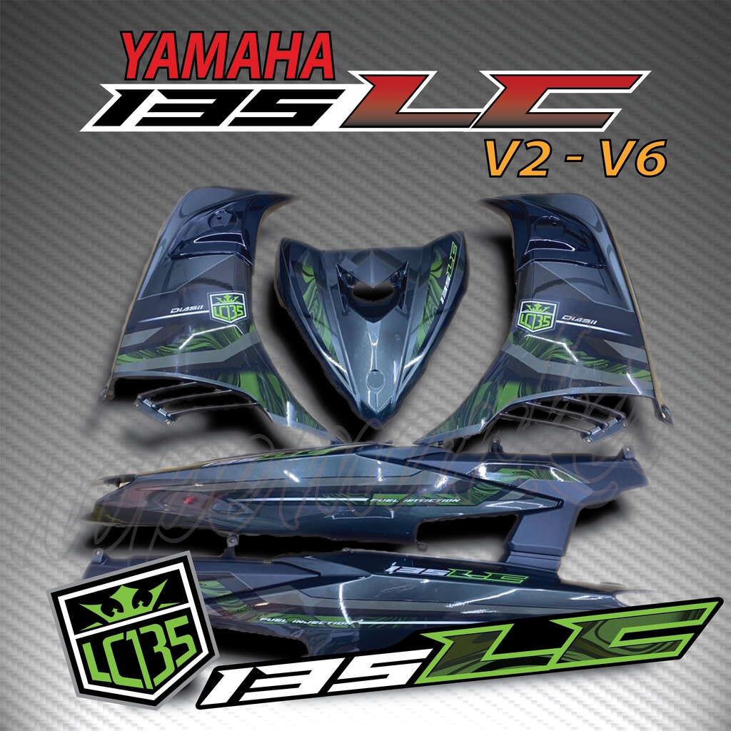 STRIPE MOTOR YAMAHA LC135 V2 V3 V4 V5 V6 CUSTOM DESIGN HIJAU LUMUT 2022 ...