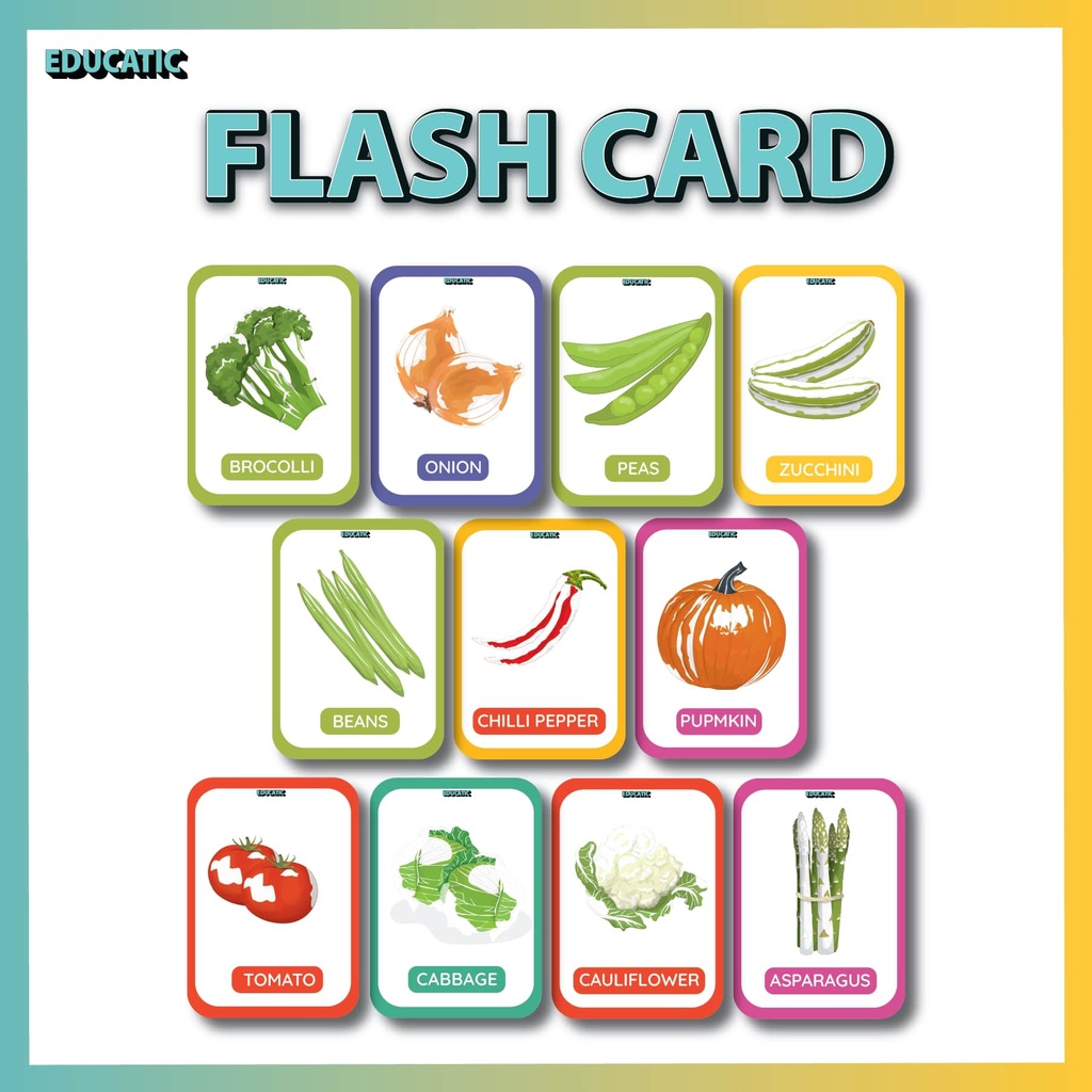 Flash Card Vegetable Early Learning For Kids | Flashcard Sayur Sayuran ...