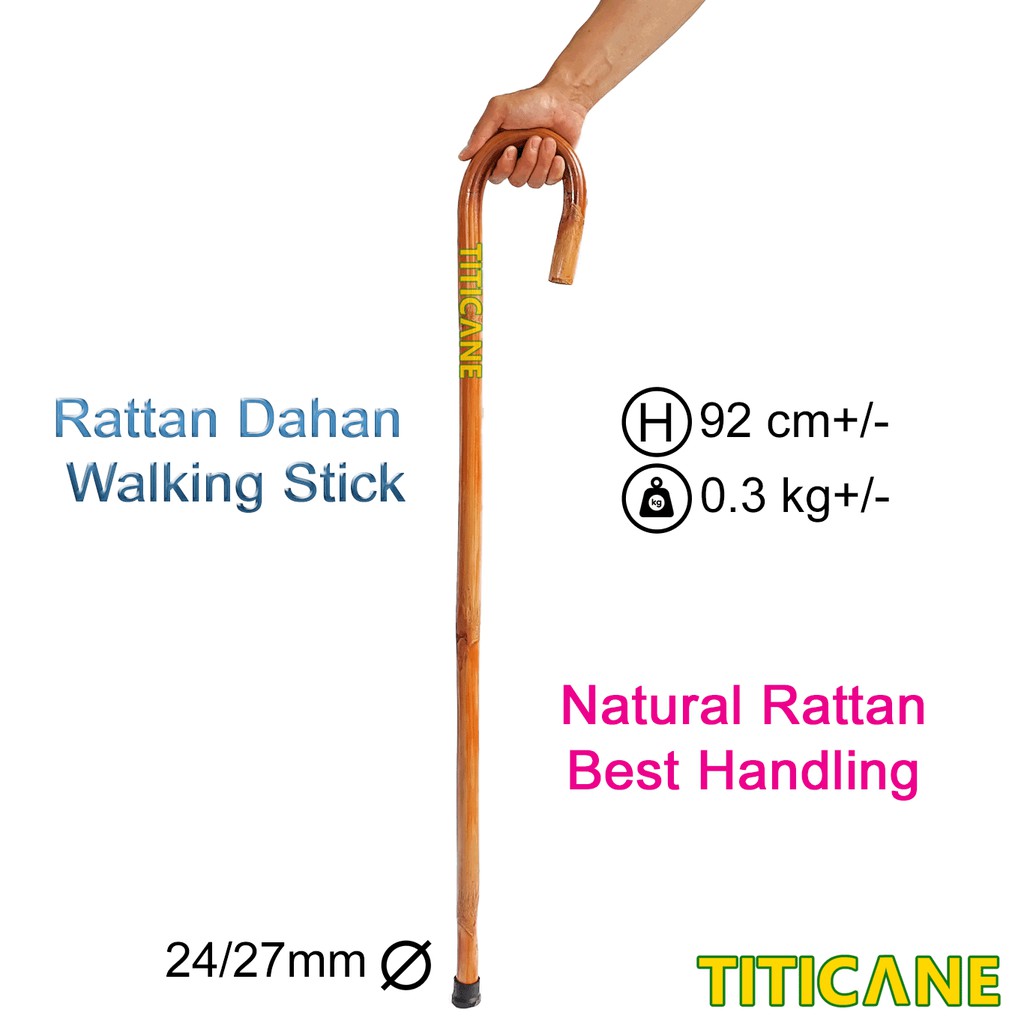 TITICANE Walking Stick [ 36 Inch ] [ Tongkat Rotan ] [ Rattan Dahan ...