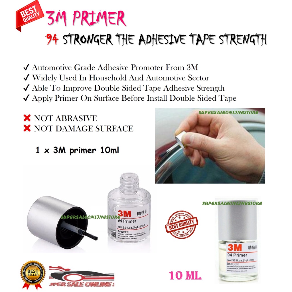 Genuine 3M Double Side Tape Promoter 94 Primer Applicator 10ml | Shopee ...