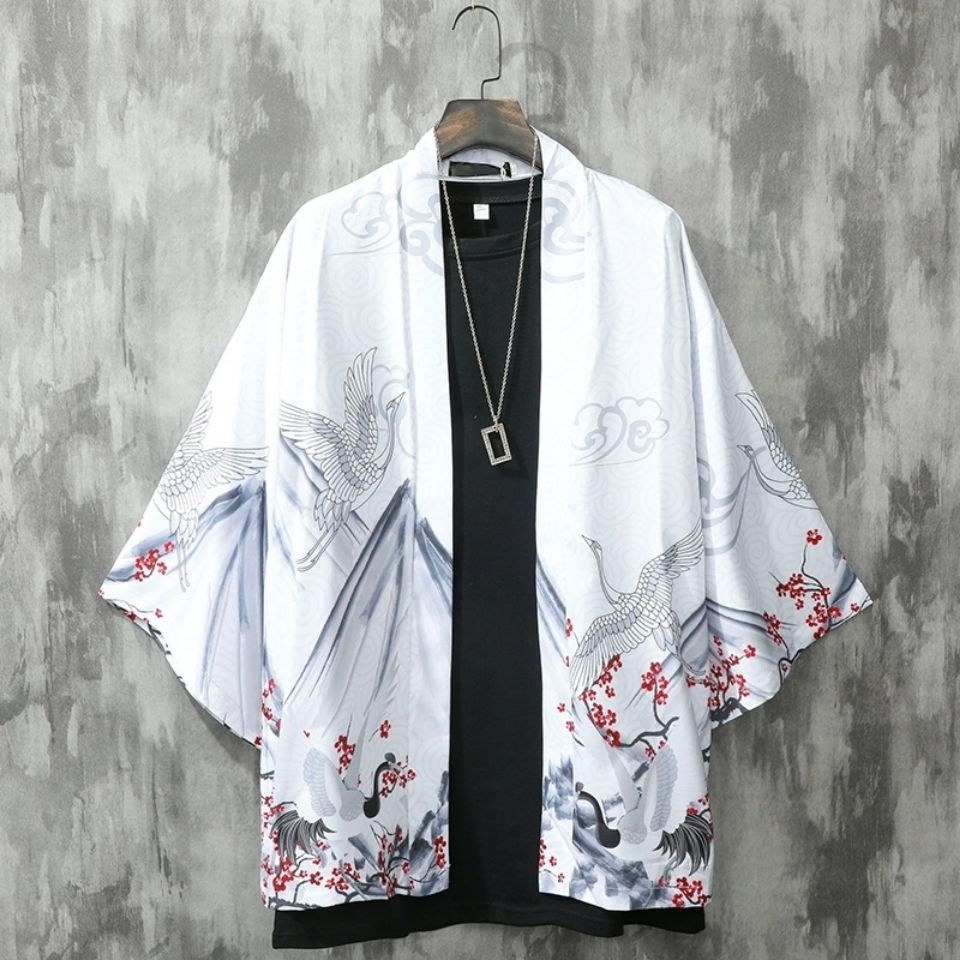 Japanese Kimono Cardigan Men Haori Yukata Male Samurai Costume Clothing Kimono Mens Kimono ...