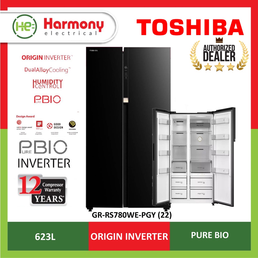 OFFER (FREE DELIVERY + INSTALL KL) TOSHIBA GR-RS780WE-PGY(22) 623L Side ...