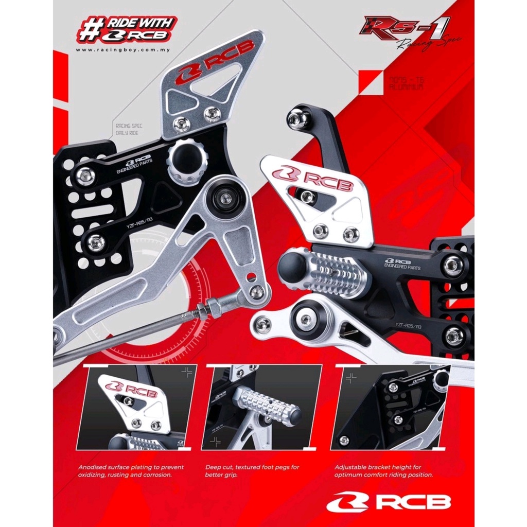 RCB RACING BOY R25 R3 RS1 RS-1 SERIES RACING FOOTREST SET SINGLE SET ...