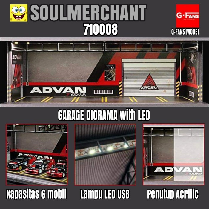 G-fans Model 1/64 Advan Yokohama Garage Diorama Diecast with LED ...