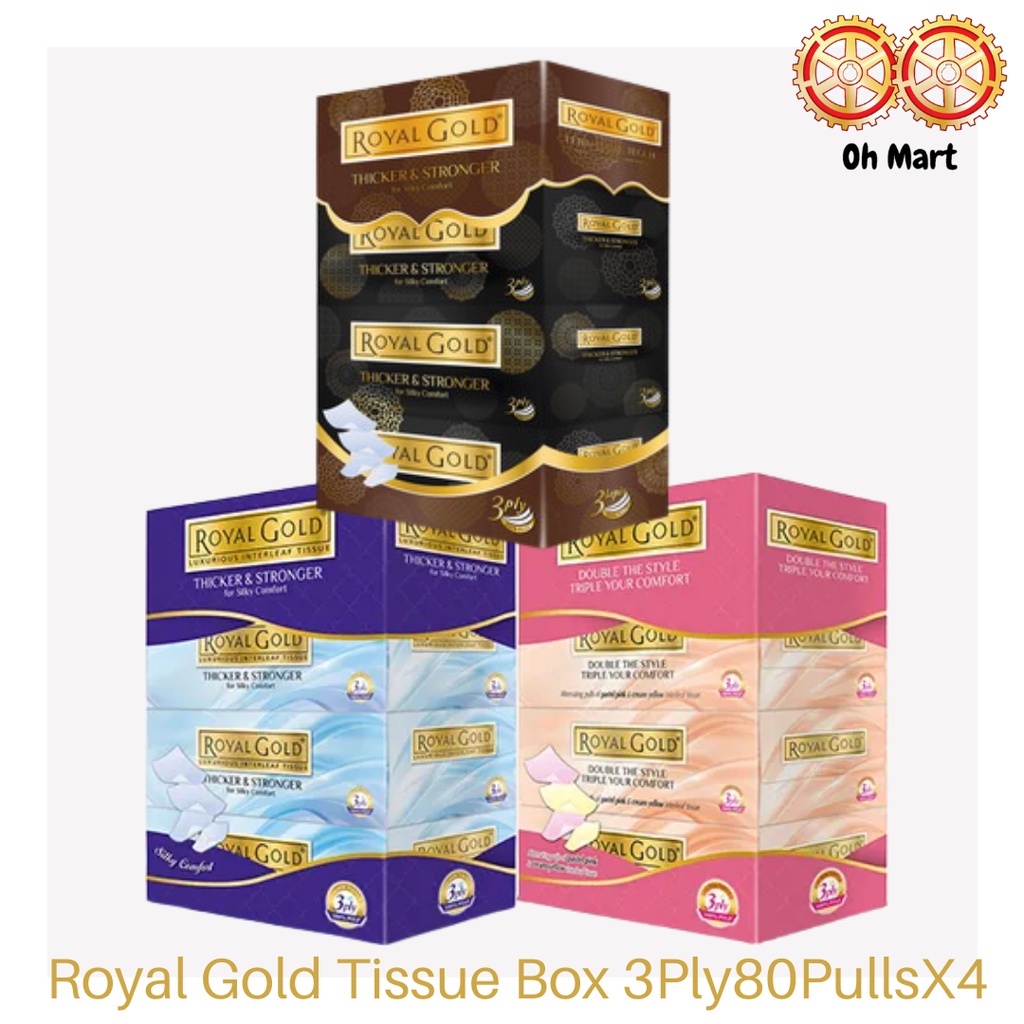 Royal Gold Colour Tissue Box 3Ply80PullsX4Box | Shopee Malaysia