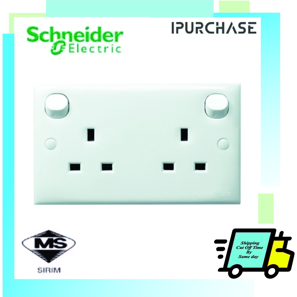 (CLEAR STOCK!!) Schneider Electric S-Classic 2 Gang Switch Socket ...