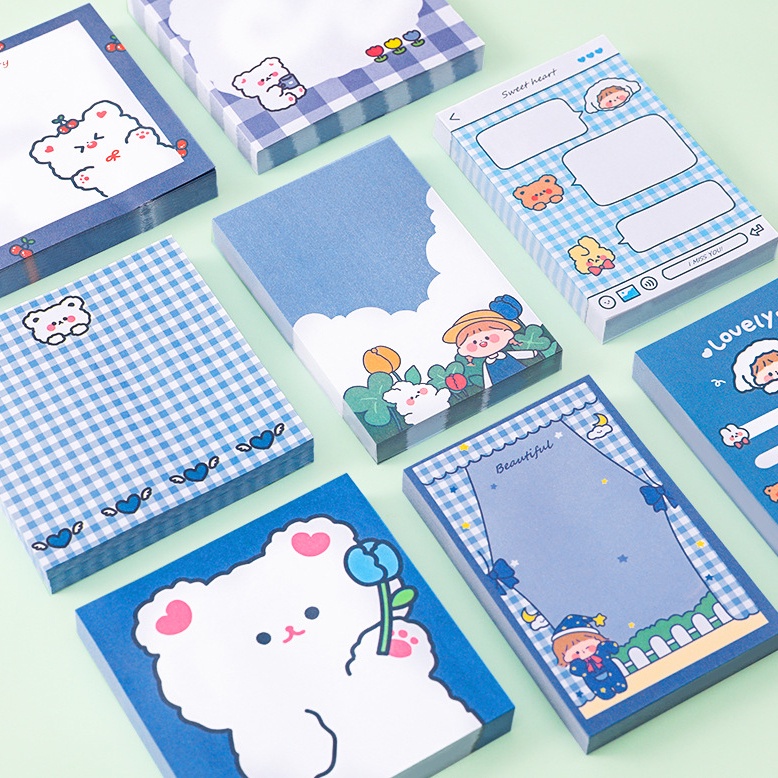 (Clearance) Howoo 80s Cute Girl & Bear Sticky Note Sticky Memo Note Pad ...