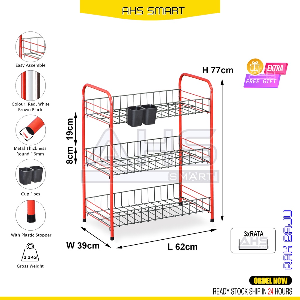 Rack Organizer / 3 Tier Kitchen Rack by AHS 266 - Room Organizer Rack ...