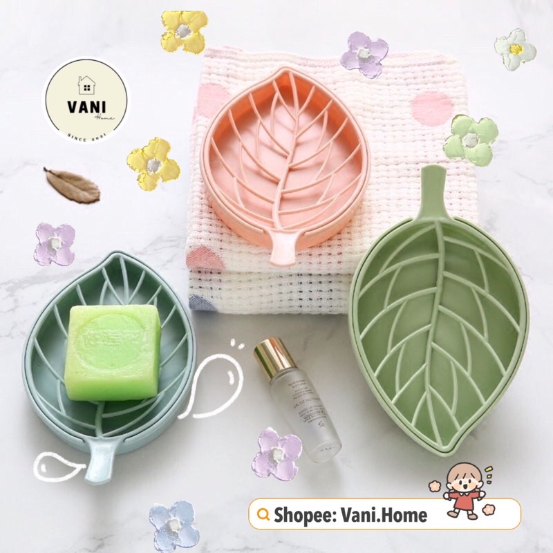 Leaf-shaped Soap Tray - Plastic Soap Tray With 2 Layers Of Cute Leaf ...
