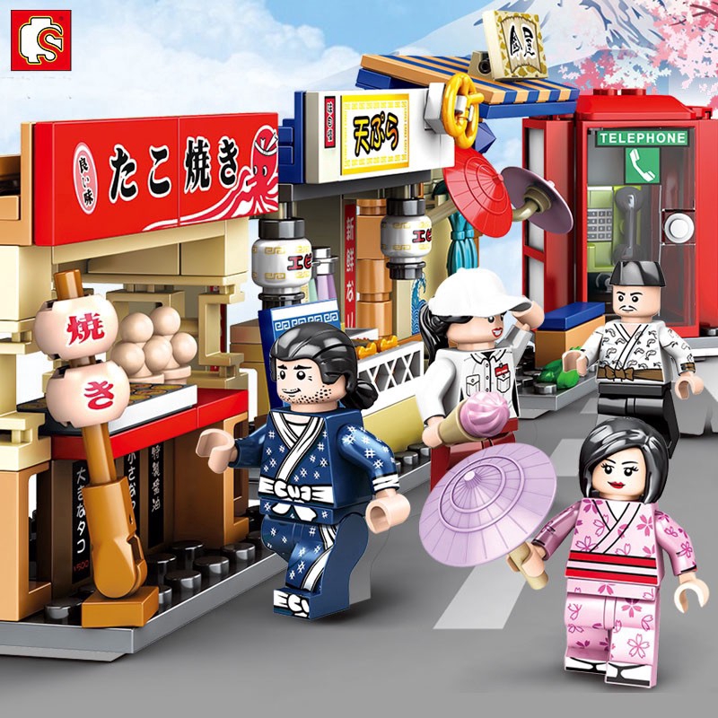 8 in1 601078 Mini Sakura Series Japanese Street View Building Blocks ...
