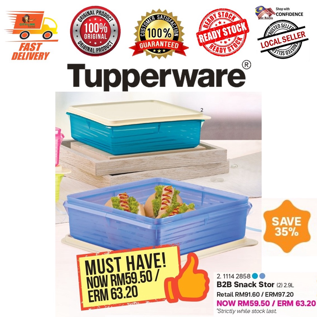 Tupperware B2B Snack Stor (2) 2.9L (1114 2858) H1 | Shopee Malaysia