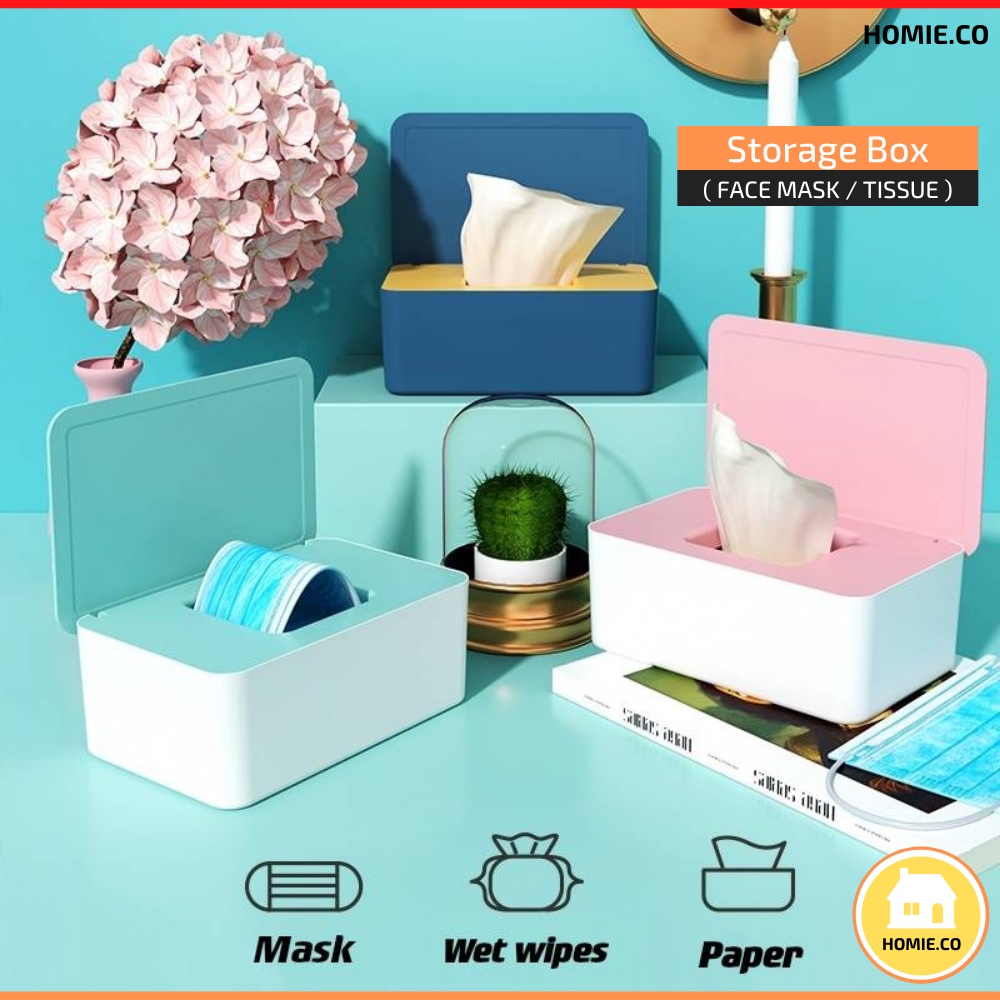 Face Mask Storage Box Wet Tissue Storage Desktop Organizer Paper Holder ...