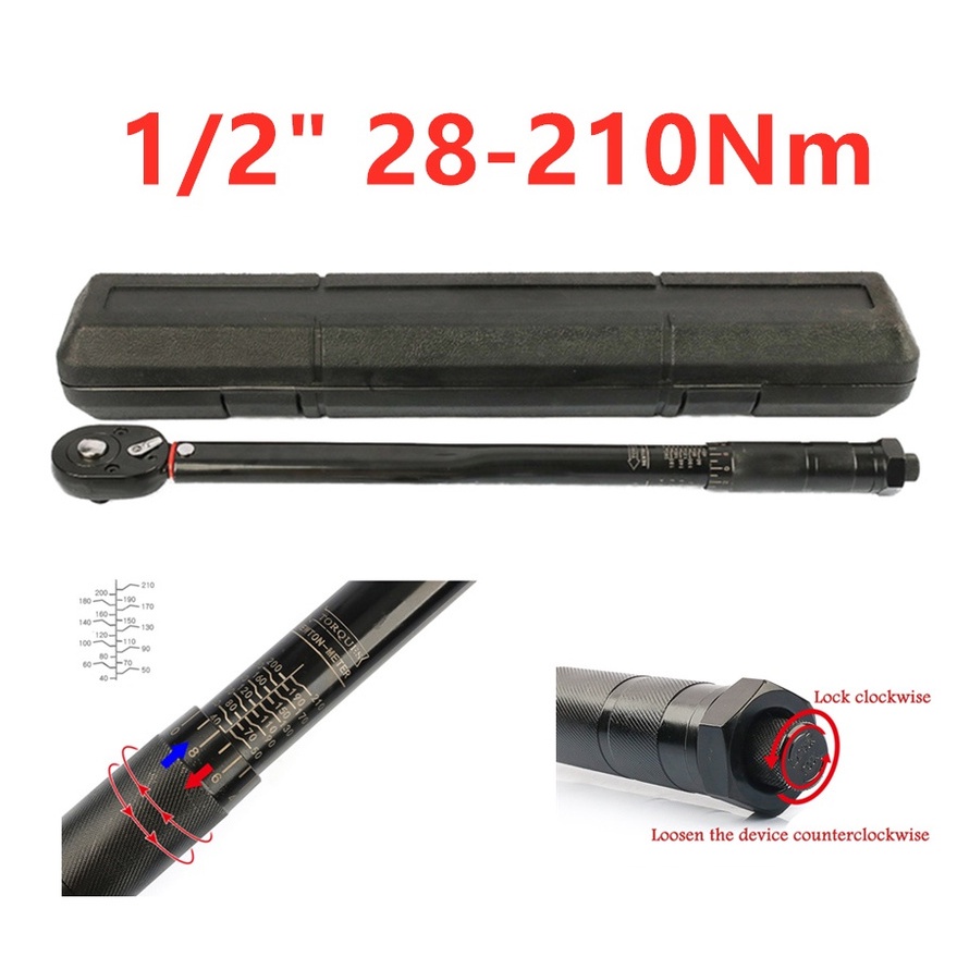 Micrometer Adjustable Torque Wrench 1/2" 3/8"1/4" 5-25Nm 19-110Nm 28 ...
