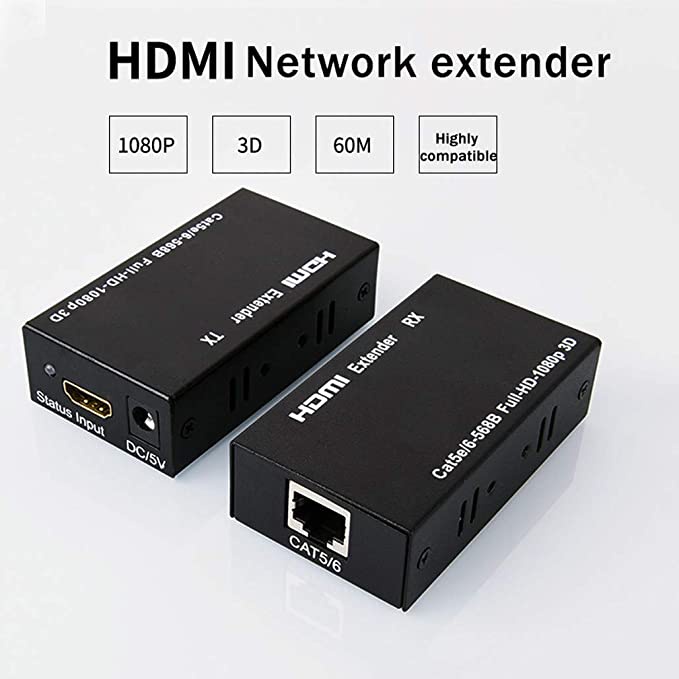 60M HDMI Extender(Transmitter and Receiver) Over signle RJ45 cat5e Cat6 ...