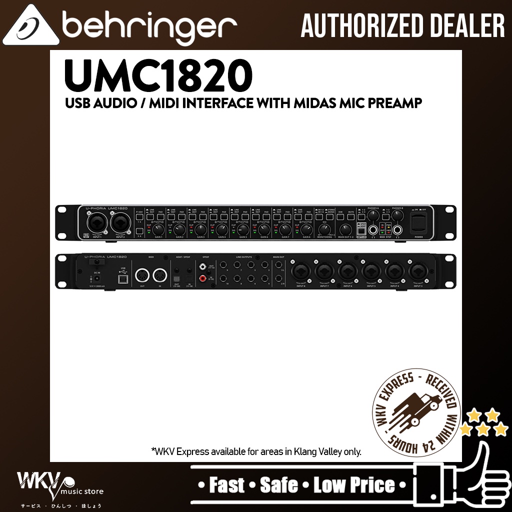 Behringer U-Phoria UMC1820 USB 2.0 MIDI / Audio Interface (UMC-1820 ...