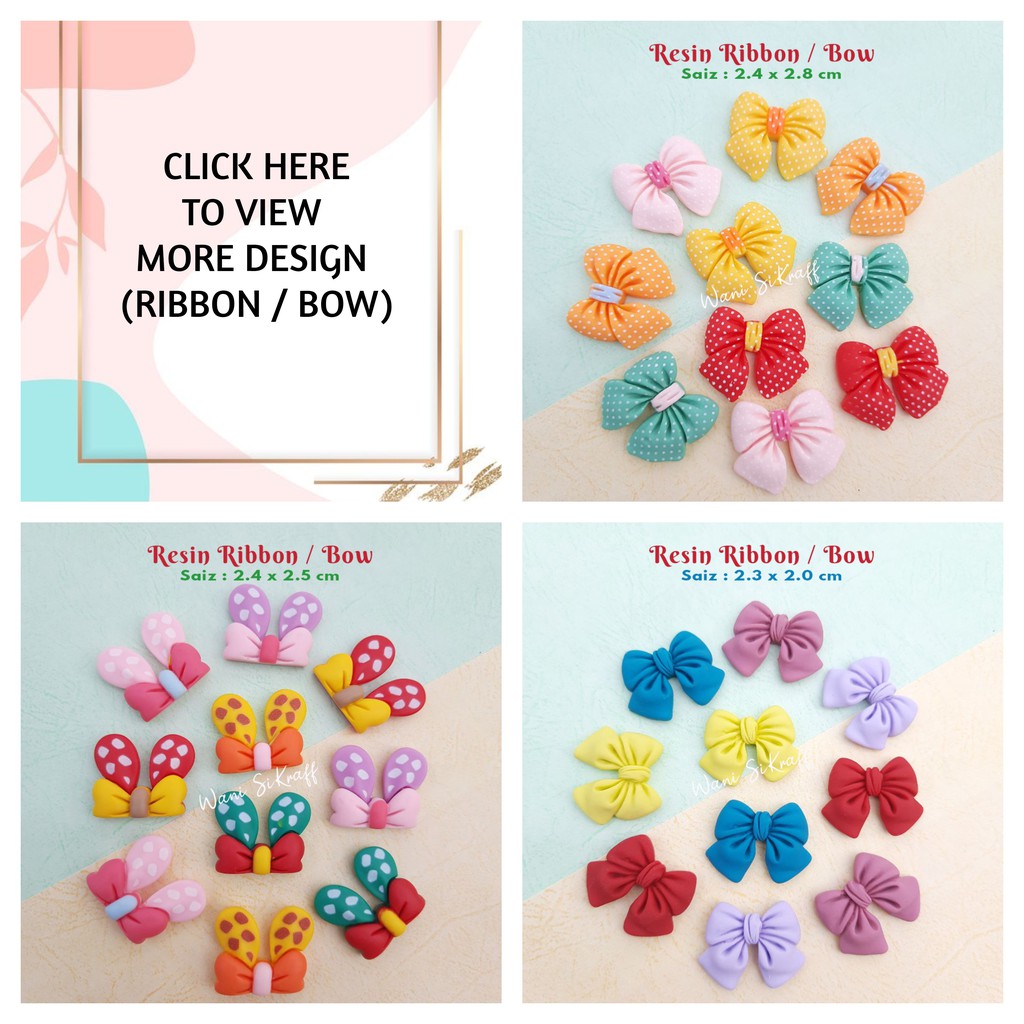 10 Unit Resin Ribbon @ Resin Bow @ Resin Reben (Berpasangan / Pairing ...