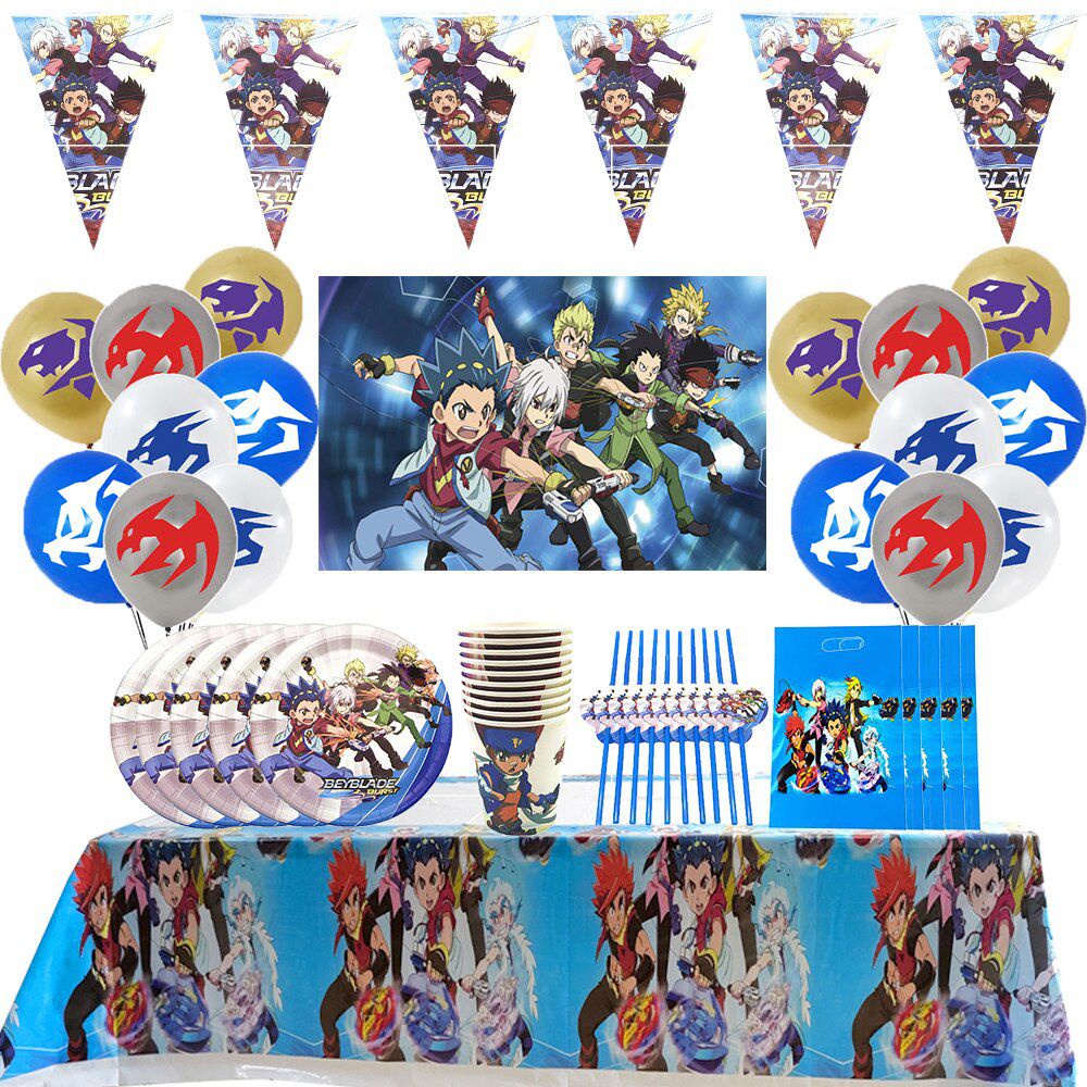 Happy Birthday Balloons Beyblade Burst Theme Party Set Decorations Boys ...