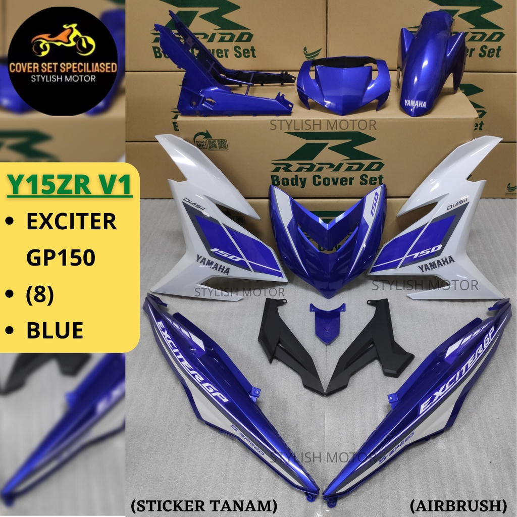 (STICKER TANAM/AIRBRUSH) RAPIDO COVER SET Y15 Y15ZR V1/V2 EXCITER GP150 (8) BLUE | Shopee Malaysia