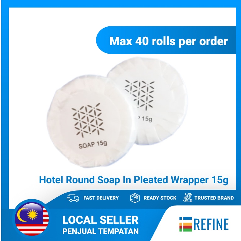 15g Hotel Round Soap in pleated wrapper (Max 40 rolls per order ...
