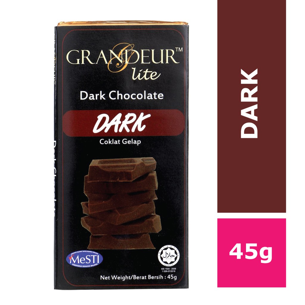 Grandeur Dark Chocolate Bar 45g Coklat Halal Berkualiti Sedap Murah ...