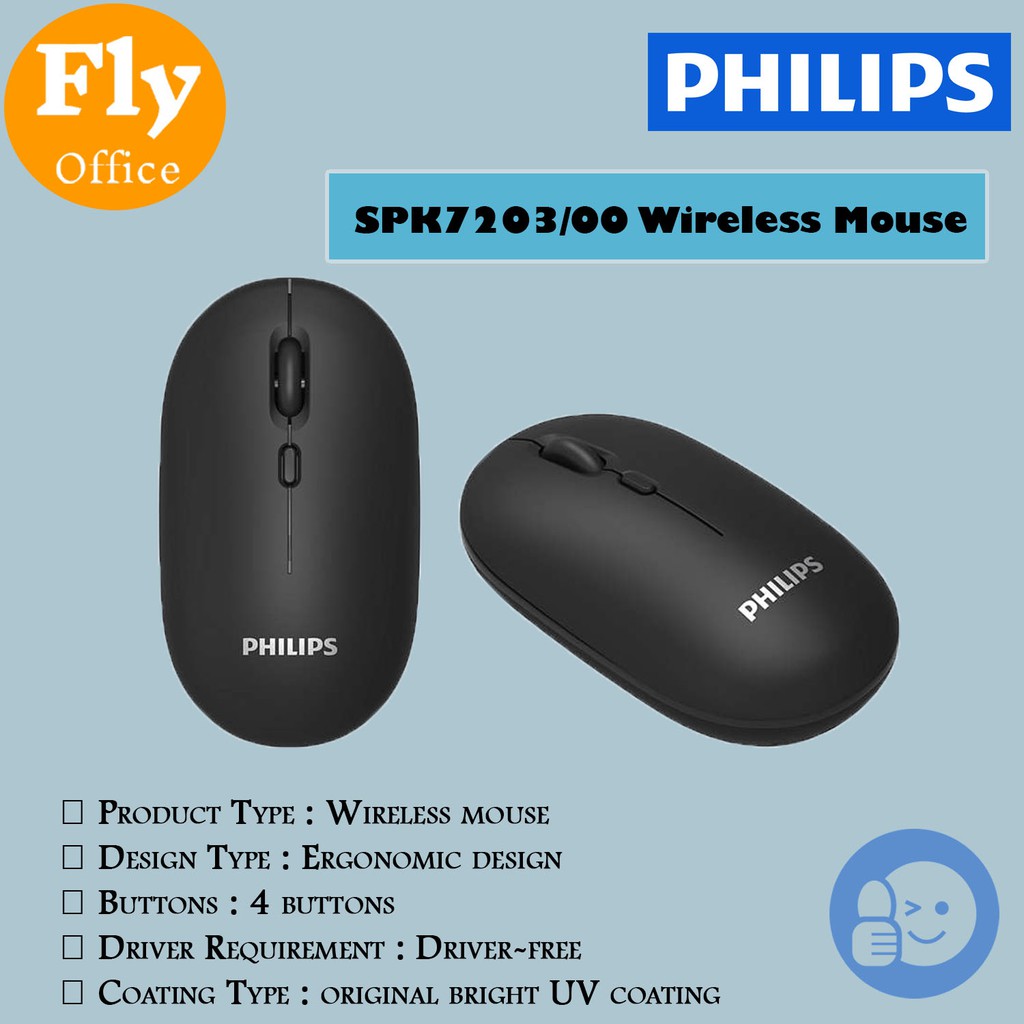 Philips M203 SPK7203 4 Buttons 1000/1600 Switchable DPI Wireless ...