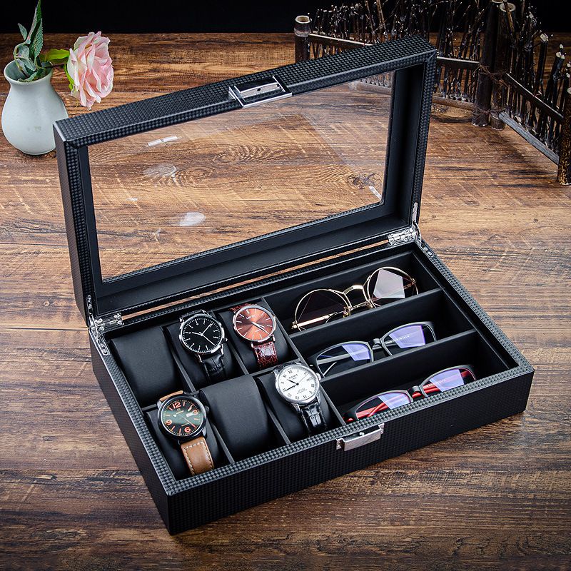 Roll & Rotate Carbon fiber leather watch box glasses storage and ...