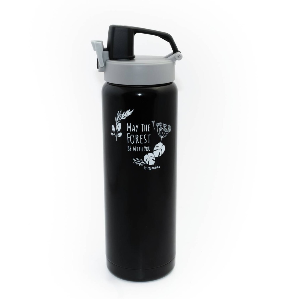 Zebra thermos bottle 0.6L smart button - Forest 112824 - black | Shopee ...