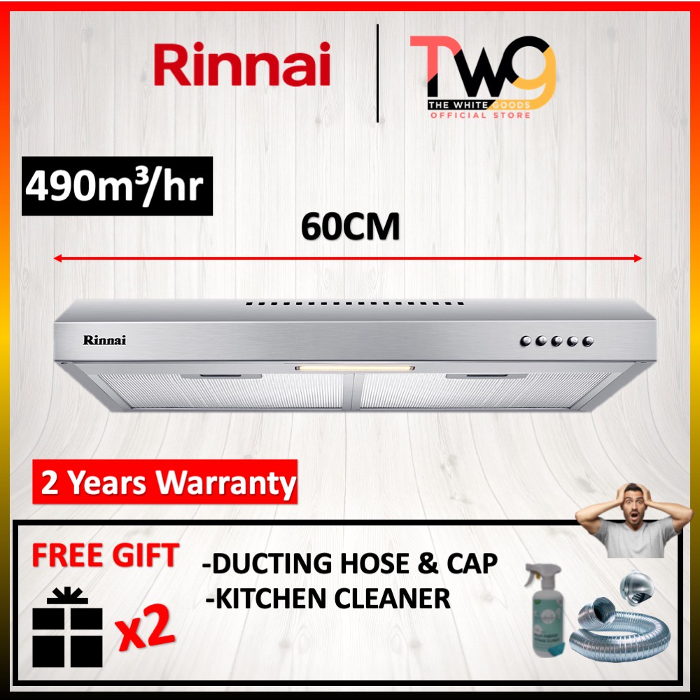 [FREE SHIPPING + 2 GIFT] Rinnai RH-S65A-SSVR 60cm Slim Hood RHS65ASSVR Cooker Hood | Shopee Malaysia